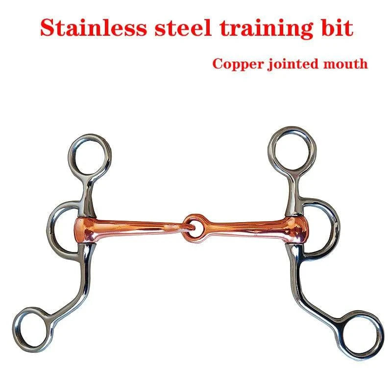Stainless Steel Horse Training Snaffle Bit - Copper Jointed Mouth"
